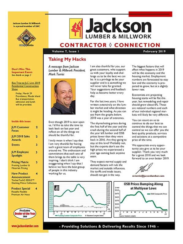 Contractor Connection Newsletters | Jackson Lumber & Millwork